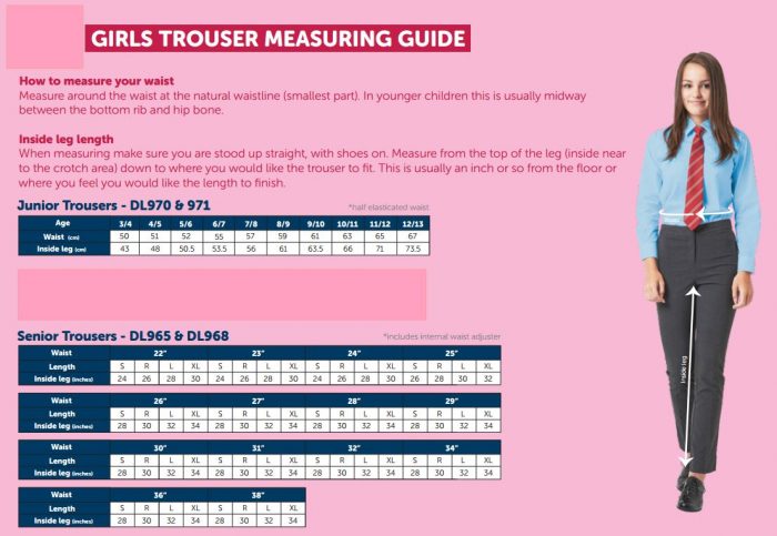 Sizing Guides - Havering Schoolwear London Ltd